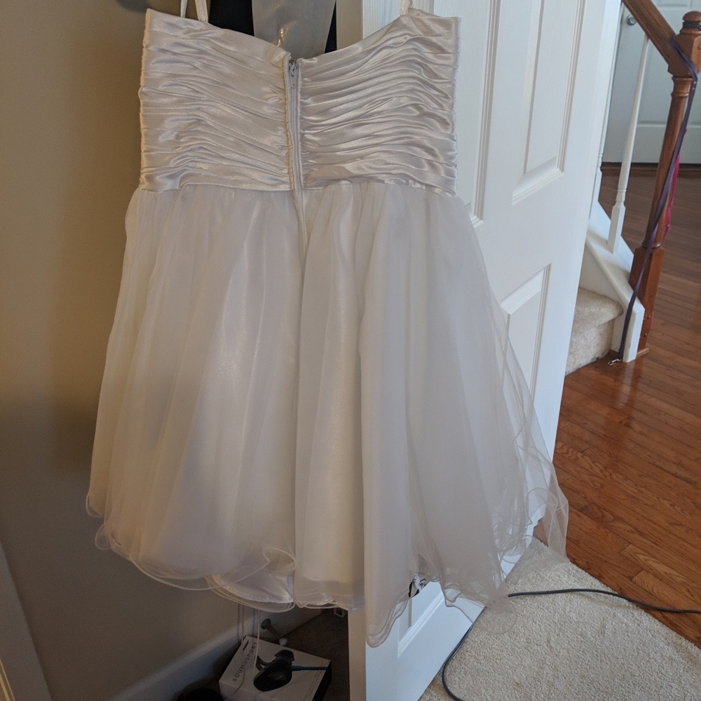 White With Silver Crystal Prom Dress - Gem